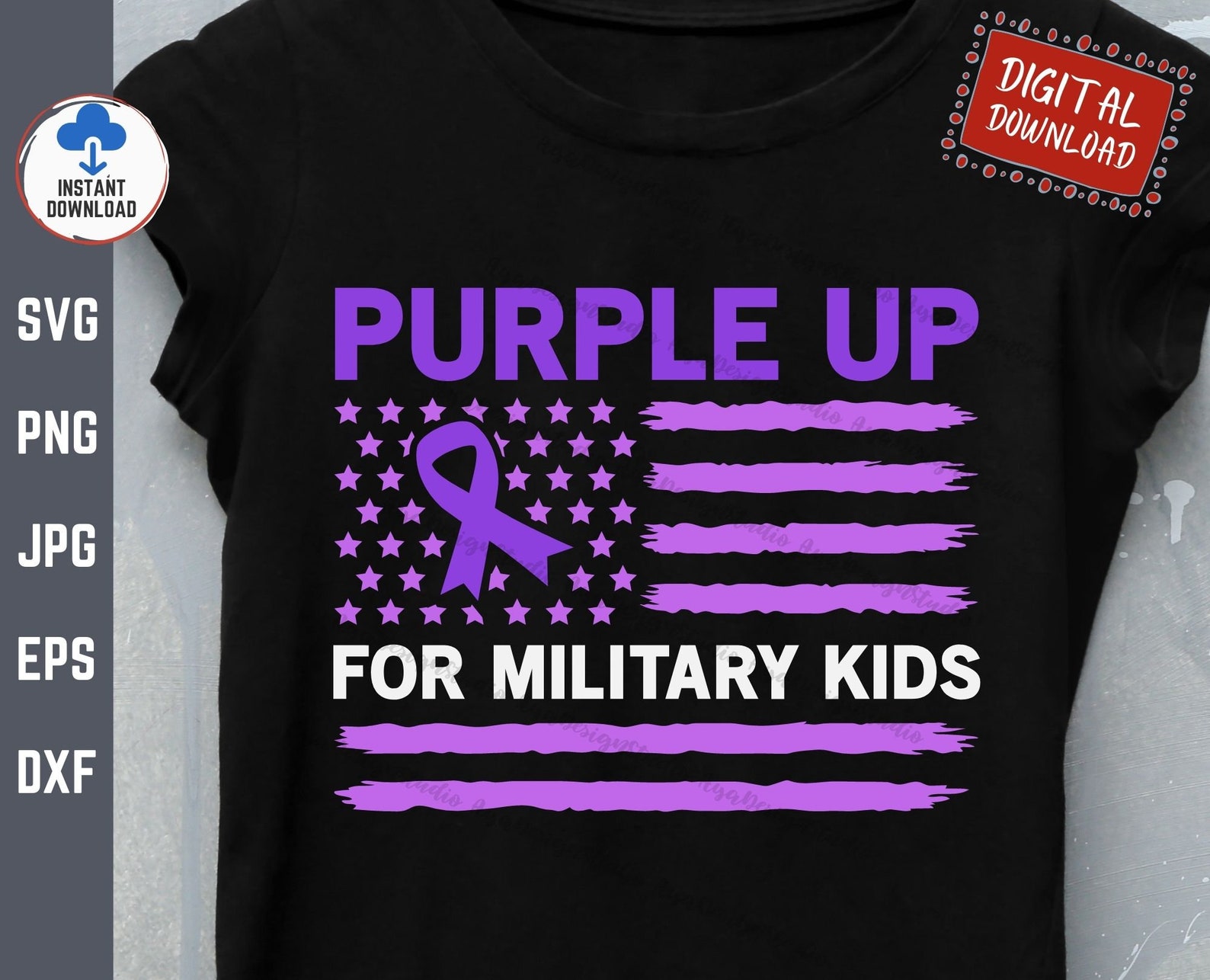 Purple up for Military Kids American Flag Svg, Proud Military Family ...