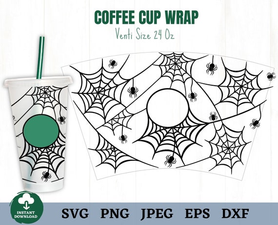 Spiderweb Coffee Cup Wrap Svg Halloween Spider Web Coffee Cup - Etsy