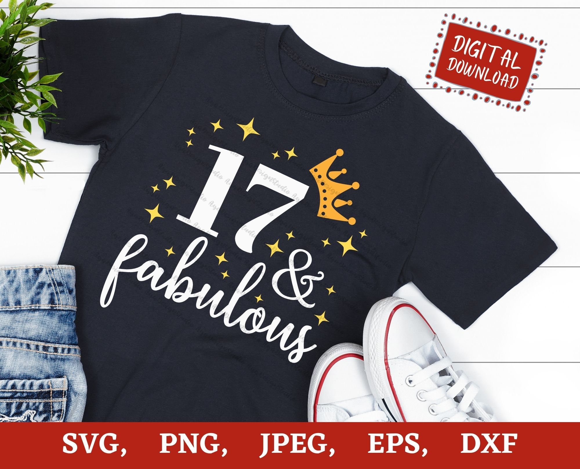 17 and Fabulous Svg, 17th Birthday, Seventeenth Birthday Svg, 17th ...