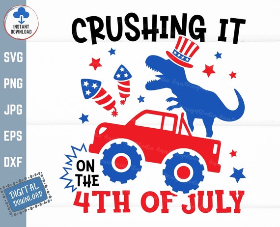 4th of July Monster Truck With T-rex Svg Monster Truck With | Etsy Canada