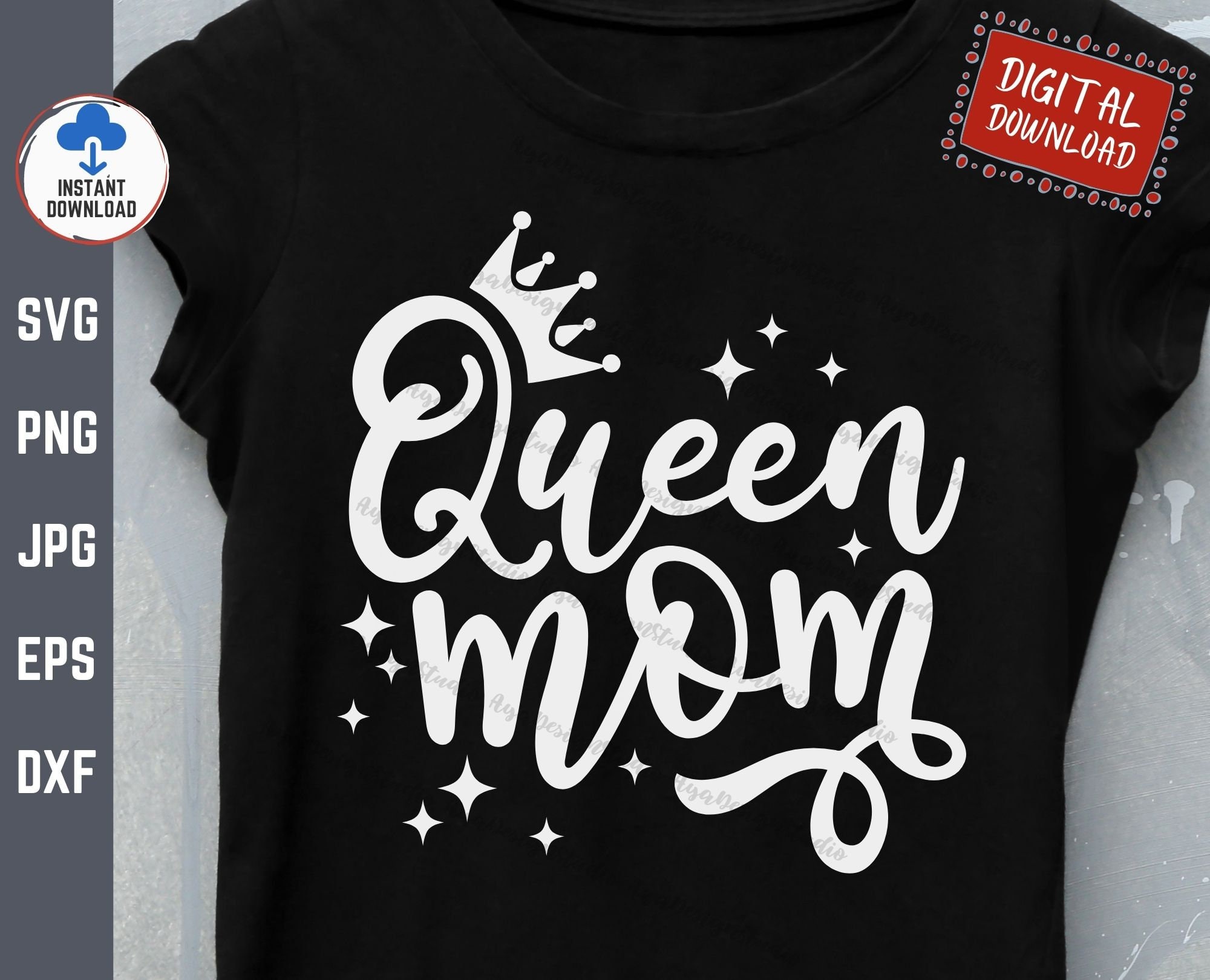 Queen Mom Svg, Mom and Daughter Svg, Queen Mom With Crown Svg, Mother's ...