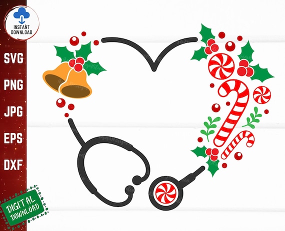 Christmas Heart Stethoscope Svg Christmas Nurse Svg - Etsy