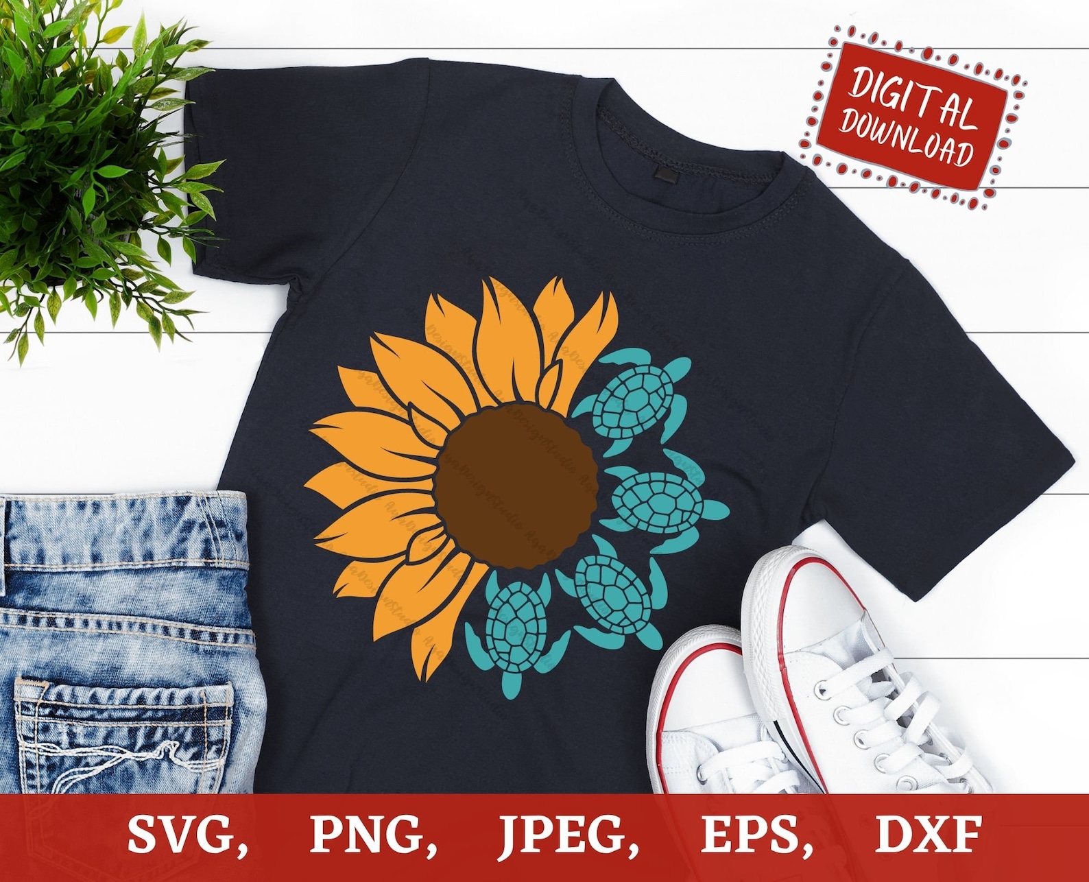 Sea Turtle Sunflower Svg Turtle Svg Sunflower Sea Turtle - Etsy