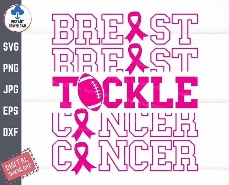 Tackle Breast Cancer Football Svg, Tackle Breast Cancer Svg, Breast ...