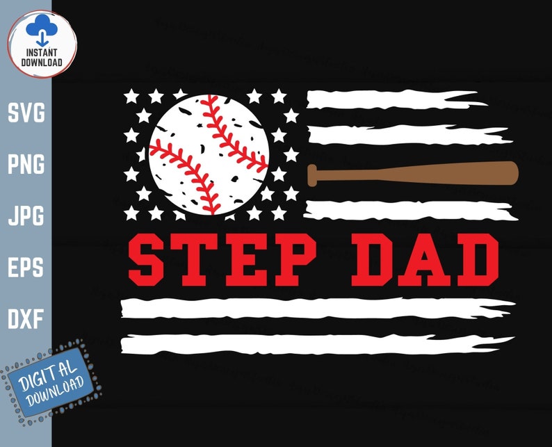 Step Dad Baseball Svg, American Flag Baseball Dad Svg, Baseball Svg ...