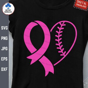 Baseball Heart Breast Cancer Ribbon Svg, Breast Cancer Heart Ribbon ...