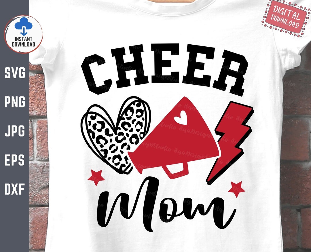 Cheer Mom Leopard Print Heart Svg, Proud Cheer Mom Svg, Cheerleading ...