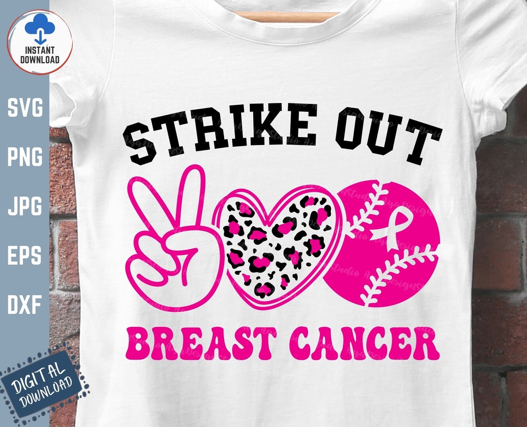 Strike Out Breast Cancer Svg, Baseball Breast Cancer Ribbon Svg, Breast Cancer Awareness ...