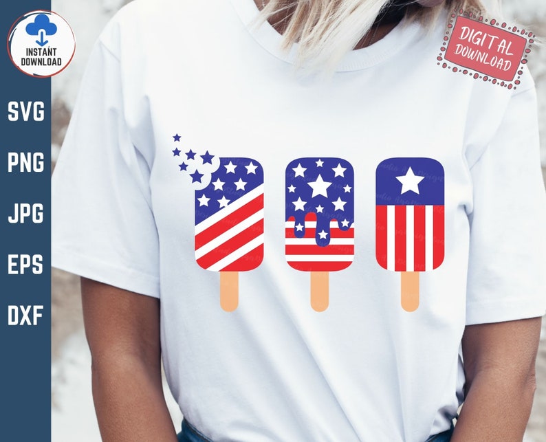 Patriotic Ice Cream Svg, Ice Cream Flag Svg, Popsicle USA Flag Svg ...