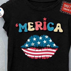 Retro 'merica Svg, Retro America Lips Svg, 4th of July America Lips Svg ...