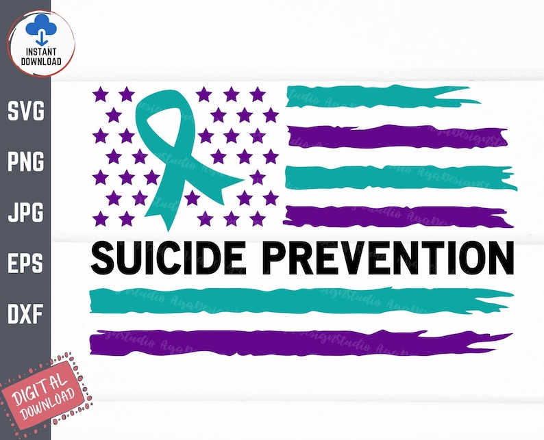 Suicide Prevention American Flag Svg, Suicide Prevention Awareness Svg ...