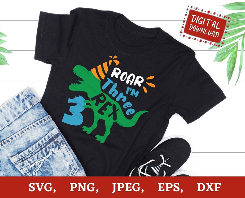 Roar I'm Three Rex Svg Three Rex Birthday Svg 3rd - Etsy