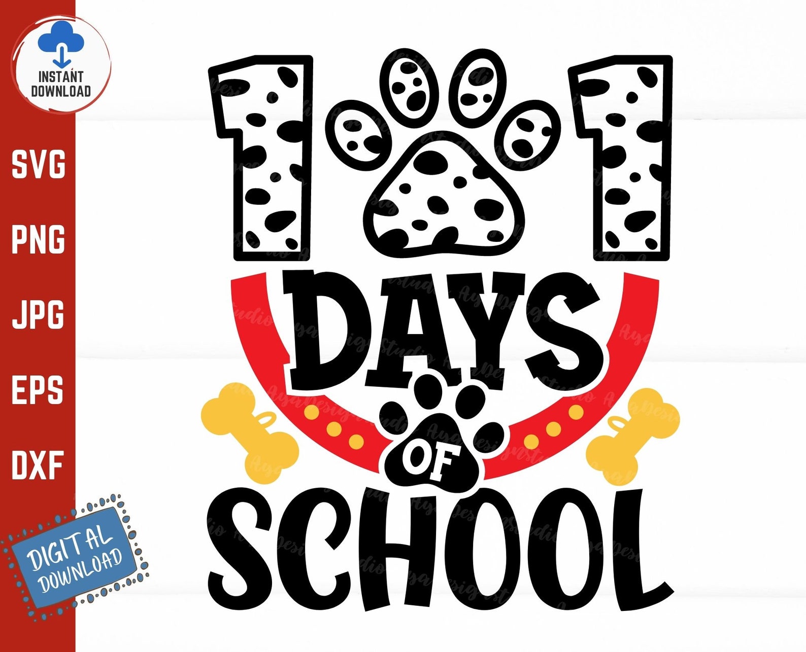101 Days of School Svg Dog Paw 101 Days Svg Dalmatian Svg - Etsy