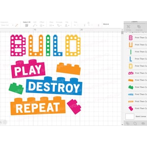 Build Play Destroy Repeat Svg, Colorful Block Bricks Svg, Builder Gift ...