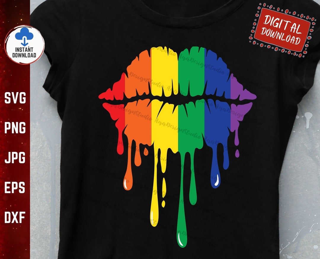 Rainbow Dripping Lips Svg, LGBTQ Dripping Lips Svg, LGBT Rainbow ...