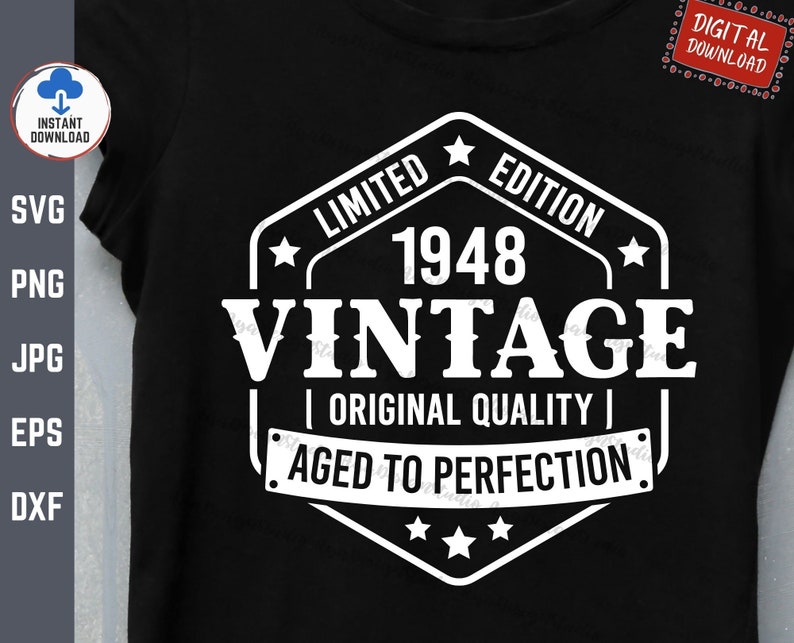 Vintage 1948 Limited Edition Aged to Perfection Svg, Vintage 1948 ...