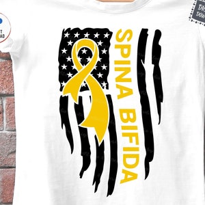 Spina Bifida Ribbon American Flag Svg, Spina Bifida Awareness Svg ...