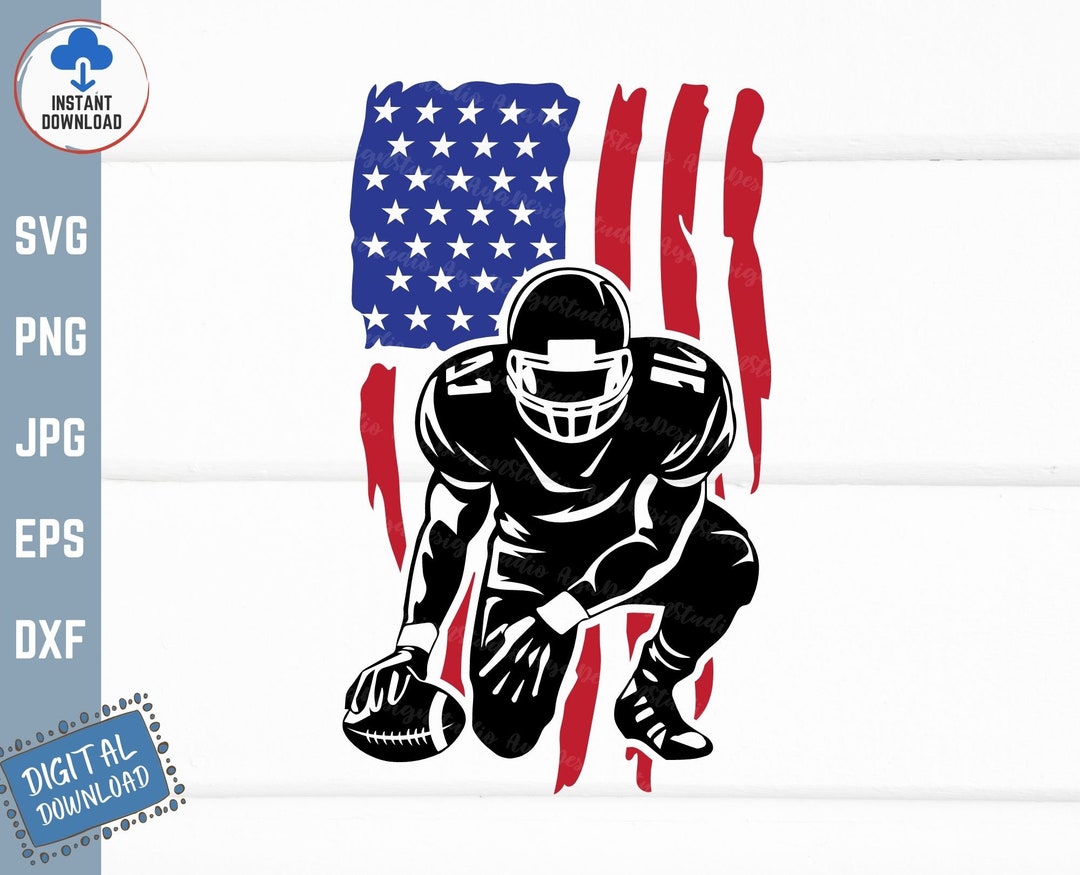 Football Player American Flag Svg, American Flag Football Dad Svg ...
