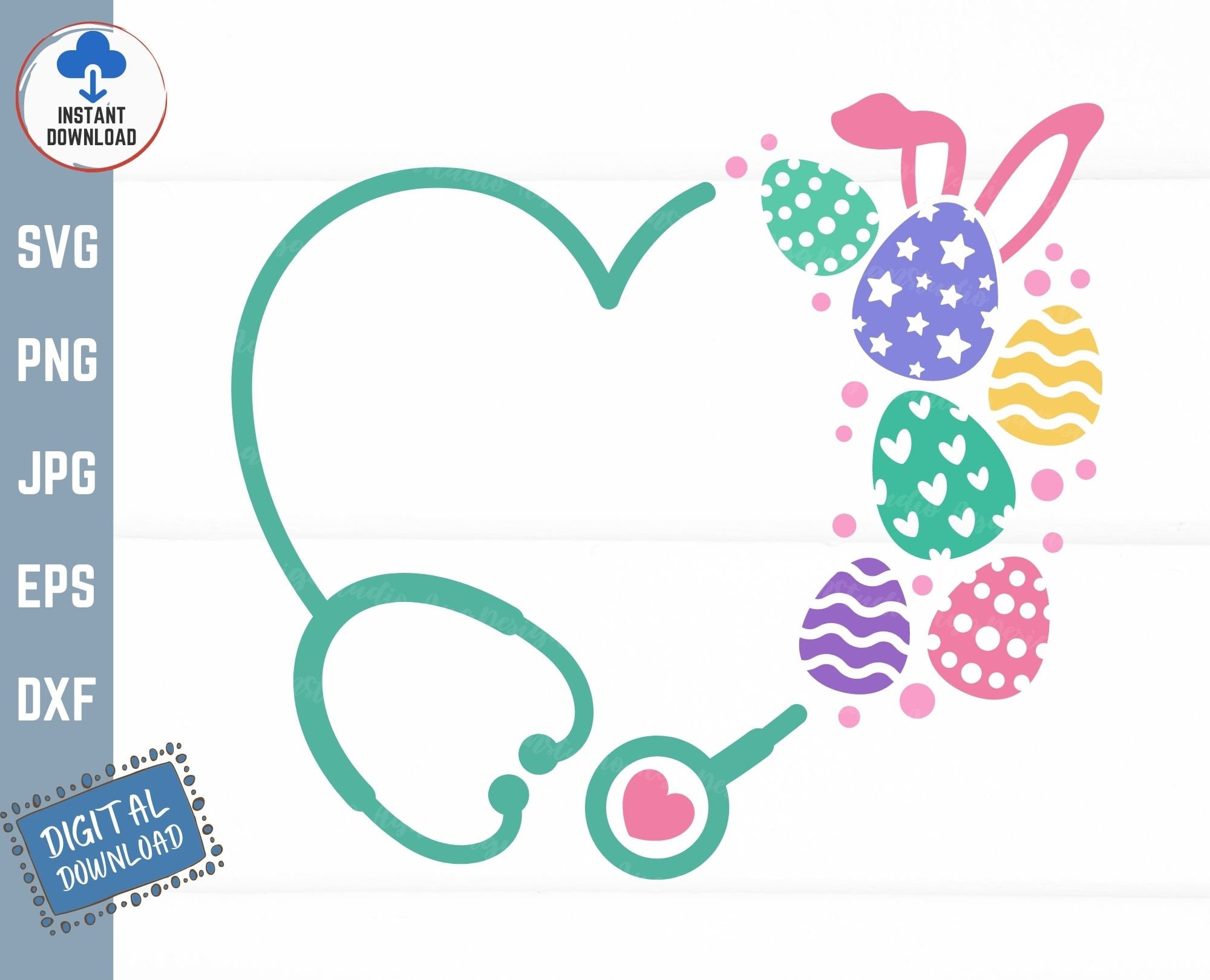 Easter Stethoscope Svg, Easter Egg Stethoscope Svg, Easter Bunny ...