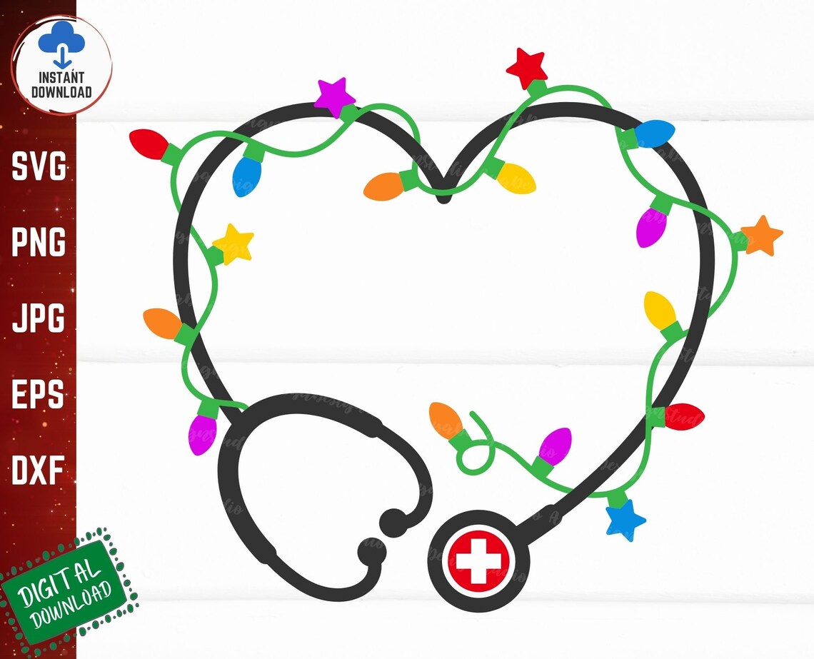 Christmas Light Stethoscope Svg Christmas Nurse Svg - Etsy