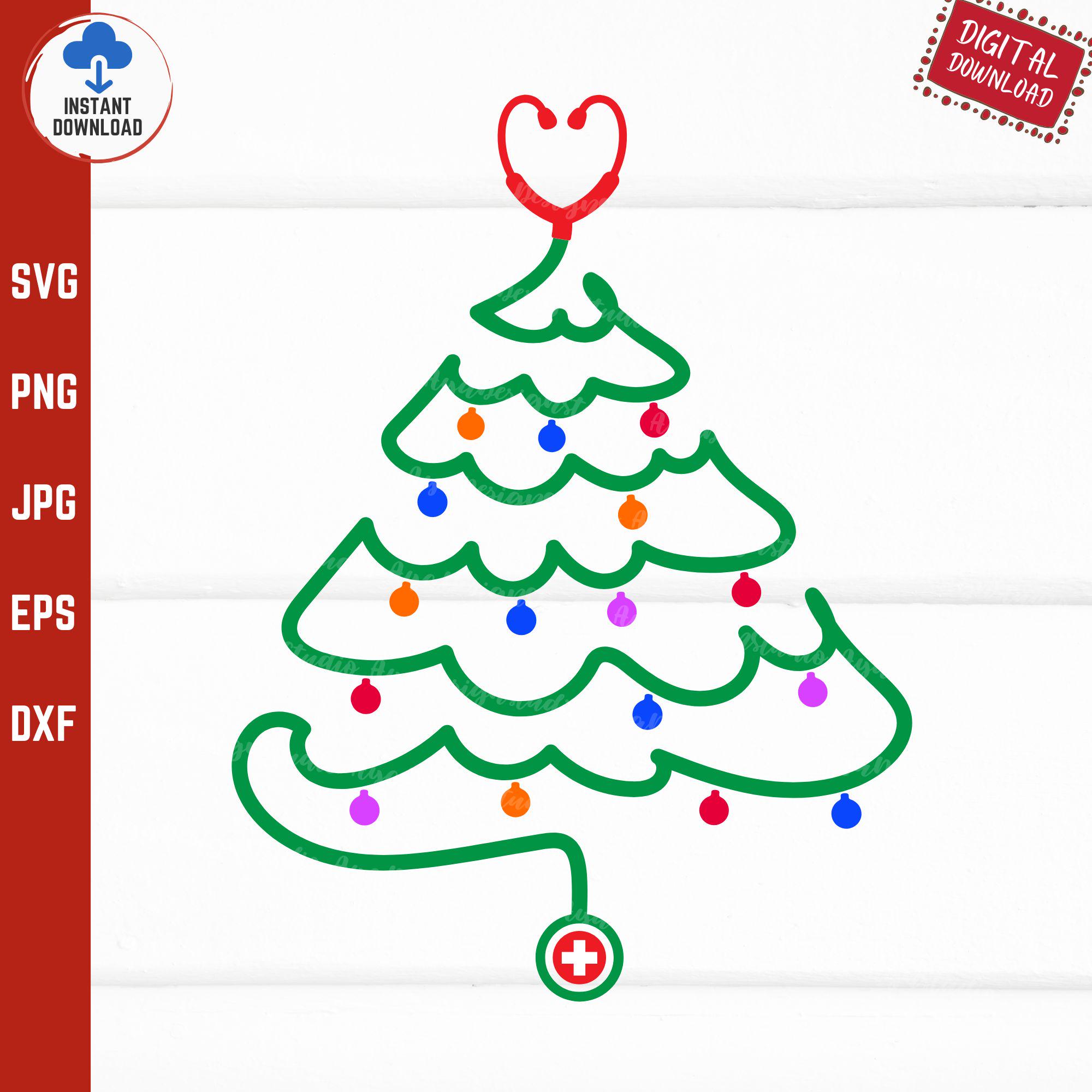 Stethoscope Christmas Tree Svg Png, Christmas Nurse, ER, ICU, Doctor ...