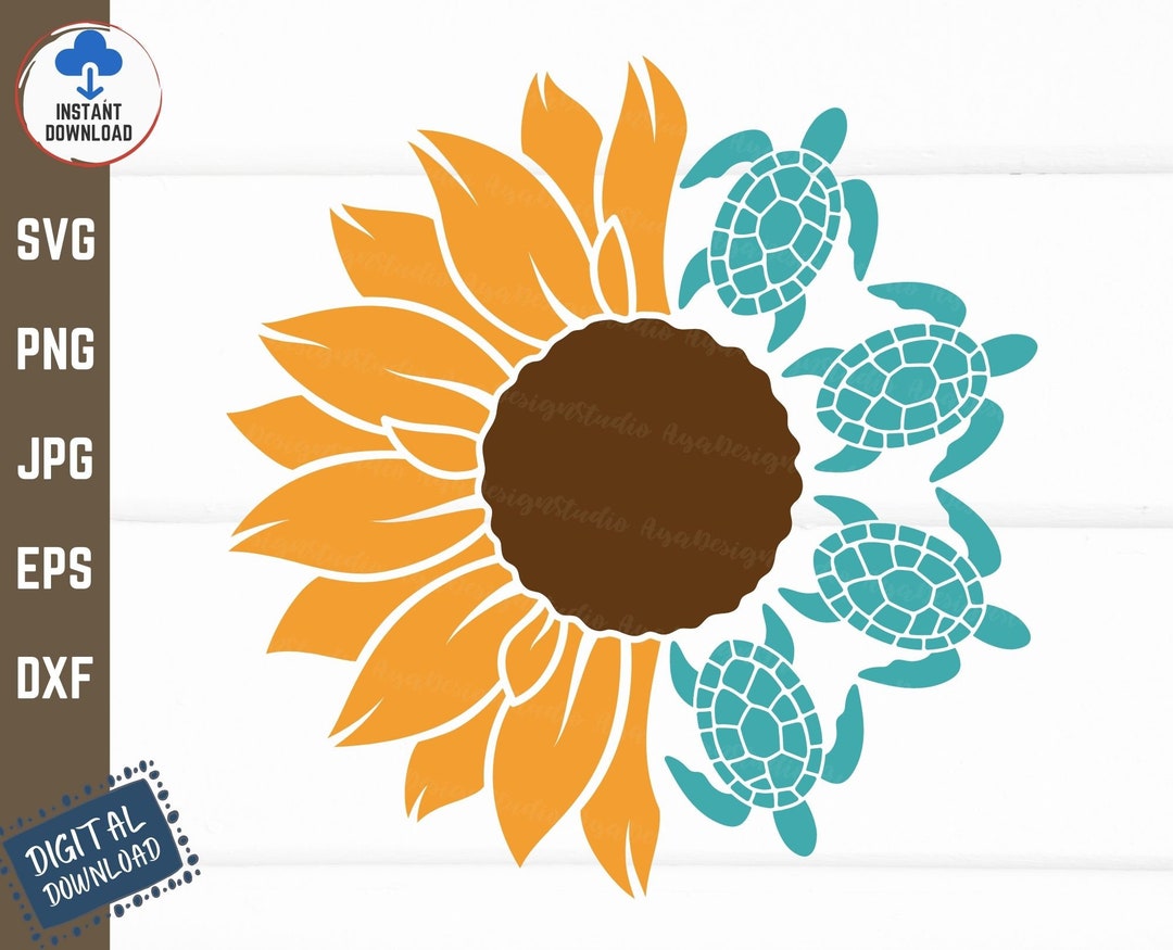 Sea Turtle Sunflower Svg, Turtle Svg, Sunflower Sea Turtle Svg, Turtle ...