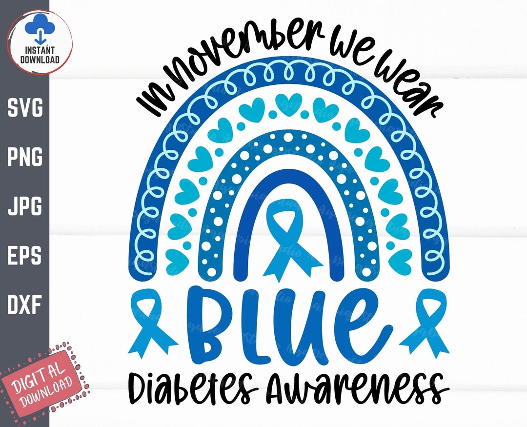 In November We Wear Blue Rainbow Svg, Blue Ribbon Awareness Svg ...