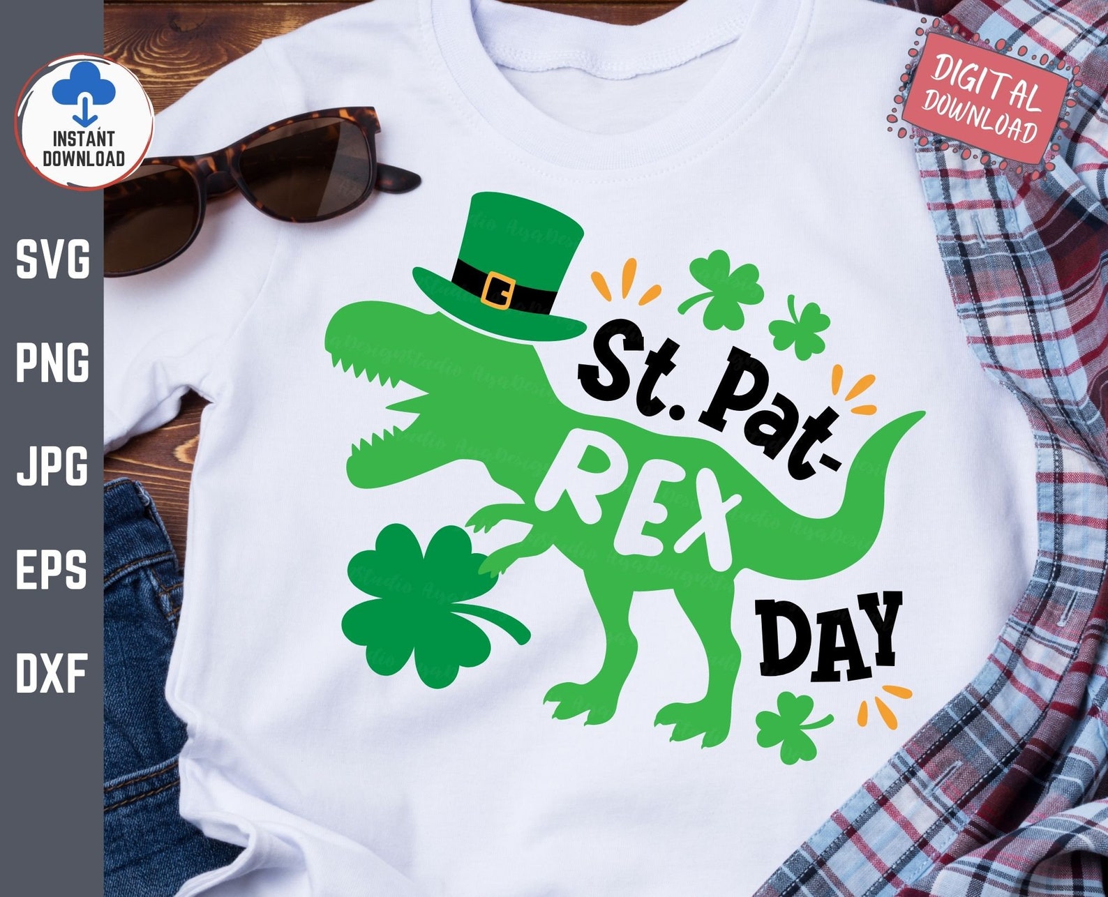 St. Pat-rex Day Svg St. Patricks T-rex Svg Boy St Patricks - Etsy