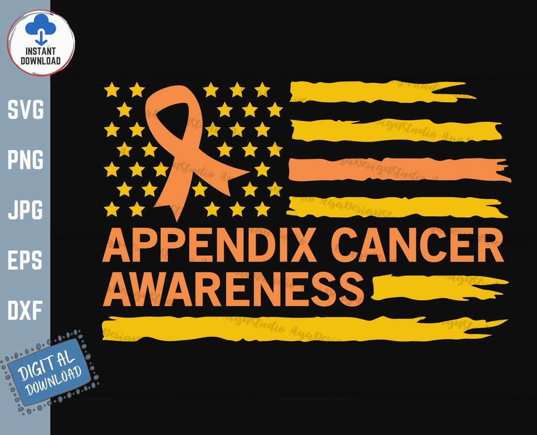 Appendix Cancer Awareness Svg Appendix Cancer Ribbon American - Etsy