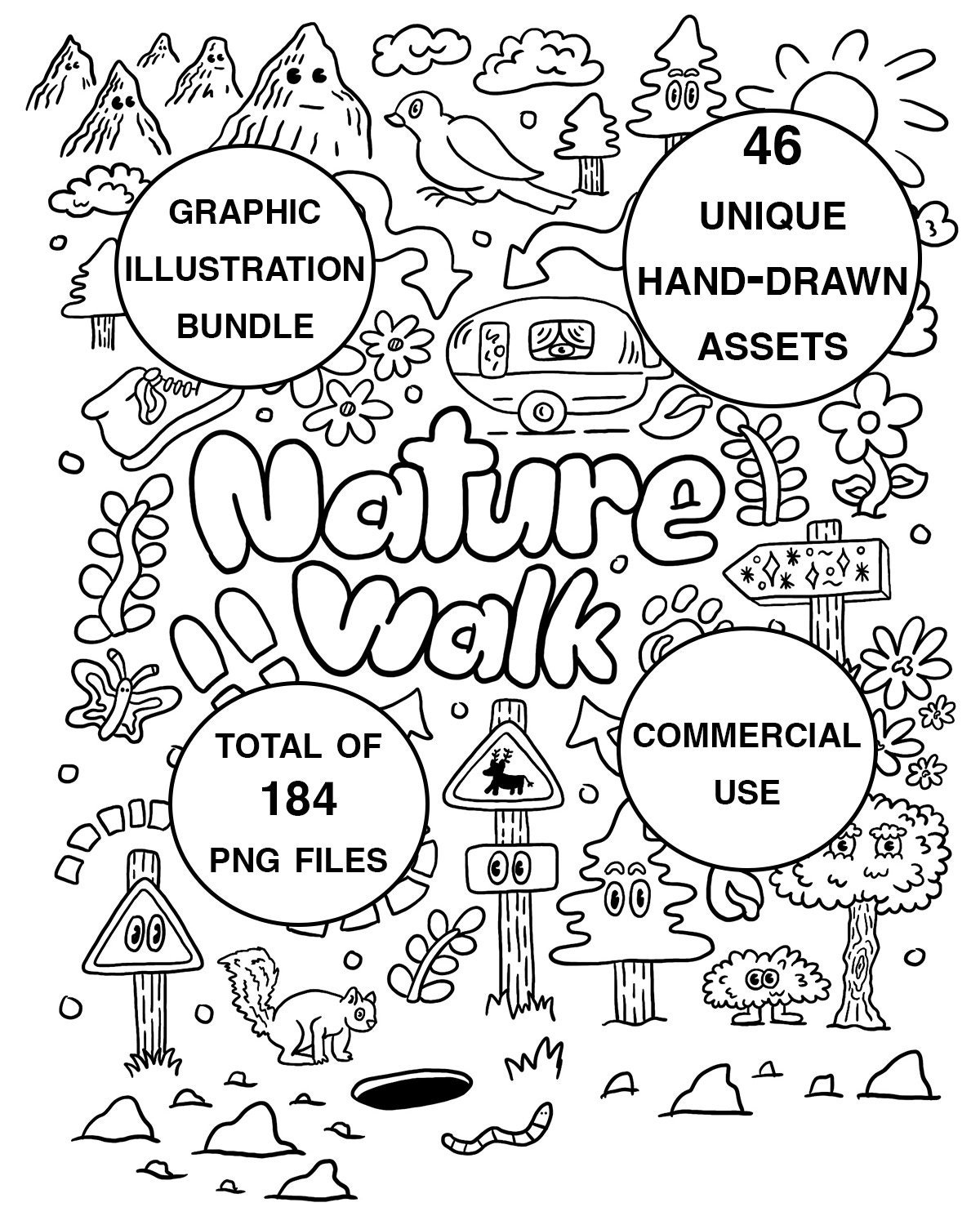 Nature Walk - Digital Downloadable Illustrations and Graphic Clip Art ...