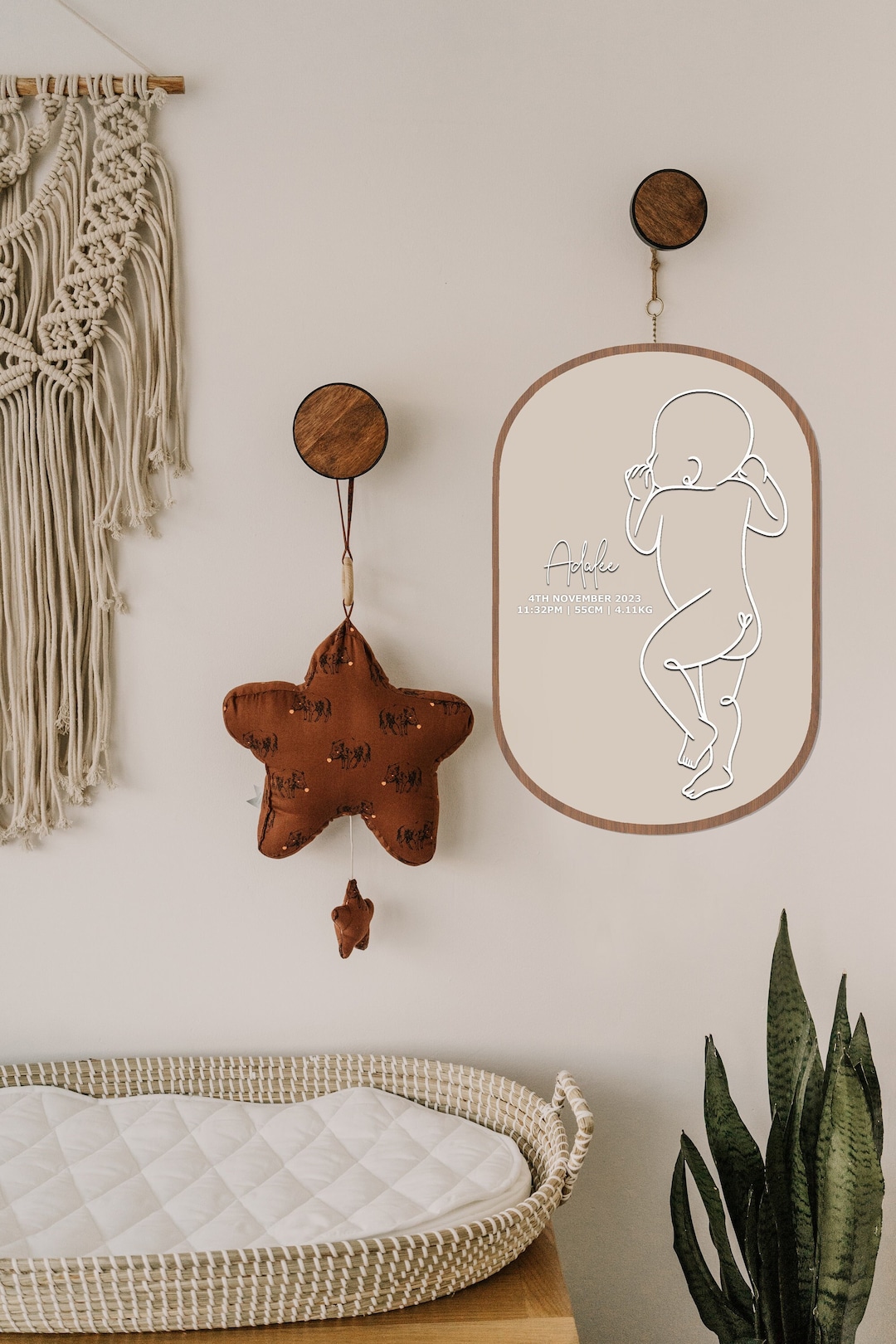 1:1 Baby Birth Plaque Baby Line Art True Size Baby Baby Line Art Wall ...