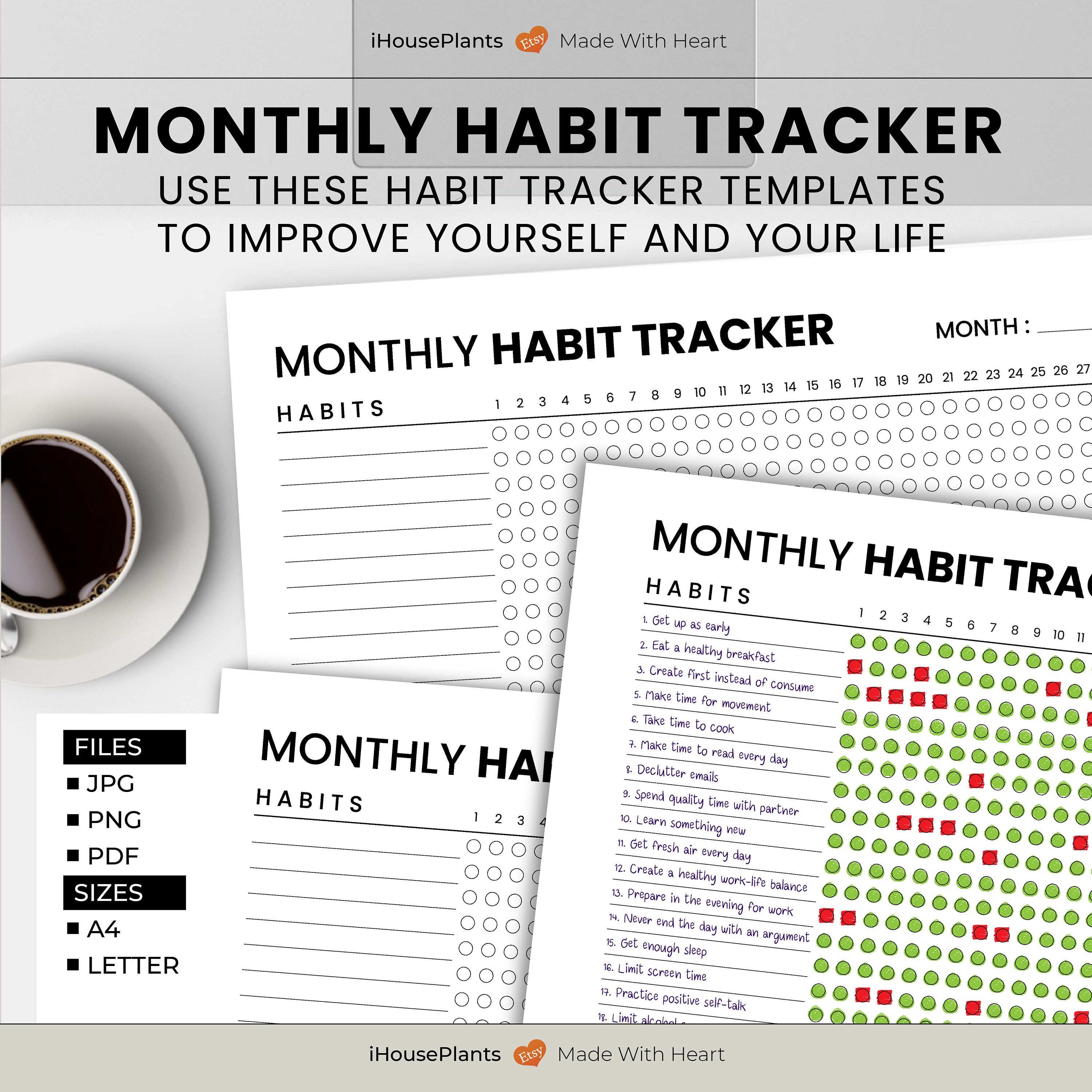 Monthly Habit Tracker Printable Planner Daily Habit Tracker - Etsy