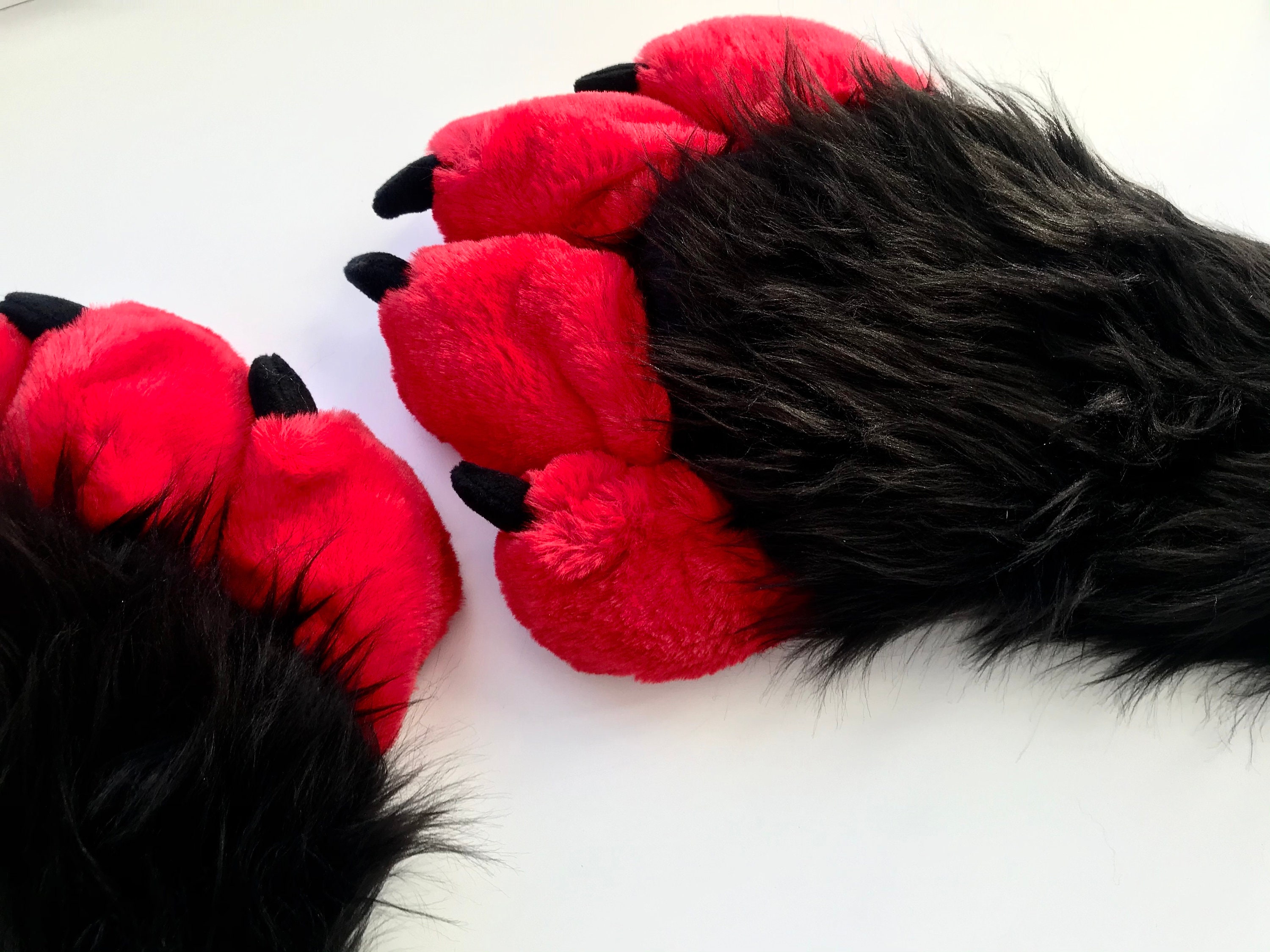 Fursuit Paws Furry Paws With Claws Black Puffy Paws Feral Etsy