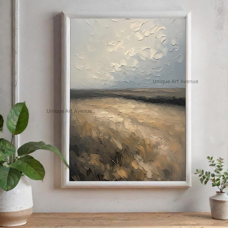 Neutral Field Printable Wall Art, Abstract Landscape Art, Beige Home ...