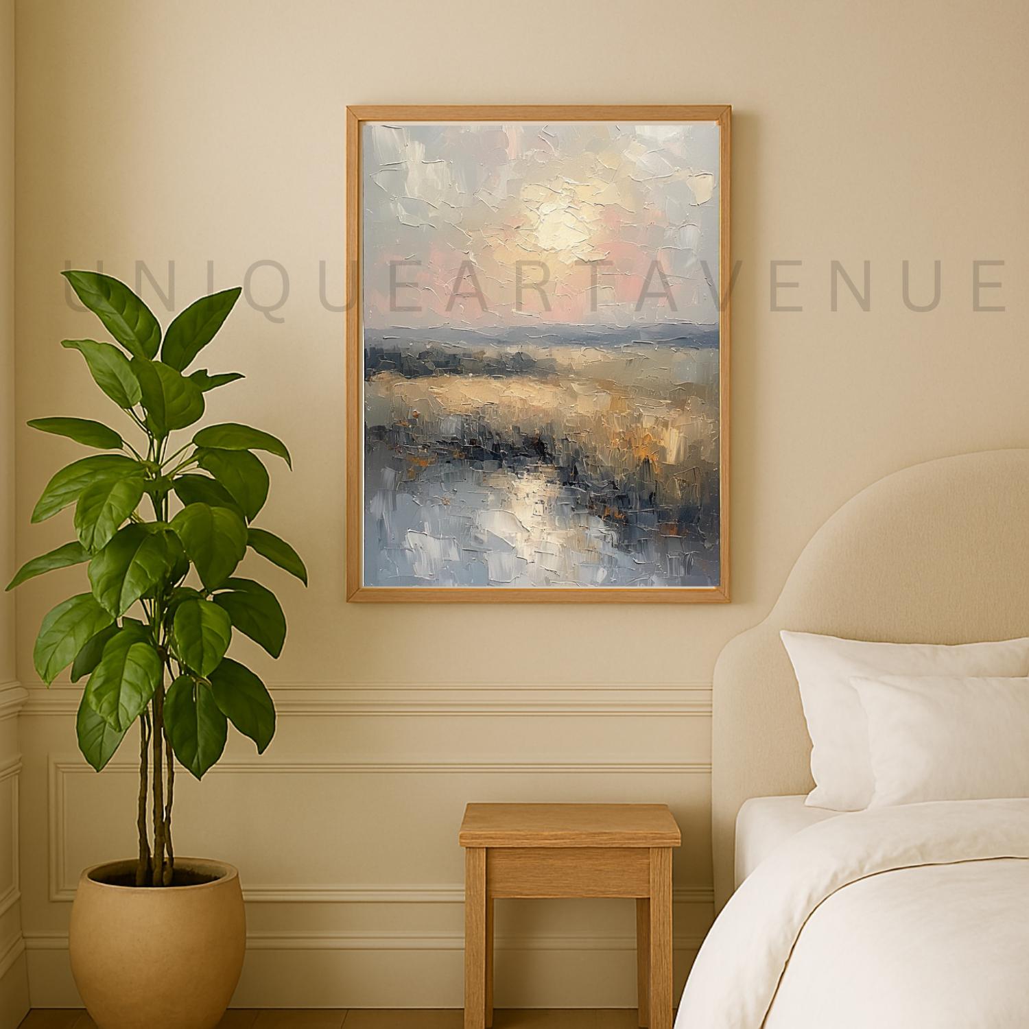 Pink Sunset Printable Art – Neutral Landscape Wall Art – Modern ...