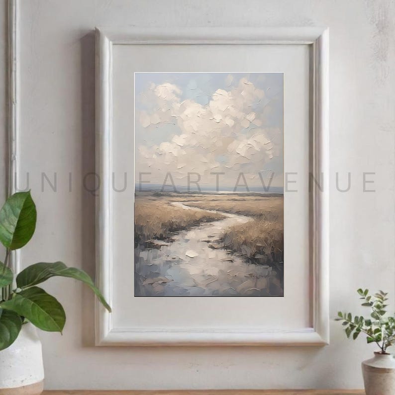 Neutral Field Path Printable Wall Art - Minimalist Landscape Print ...