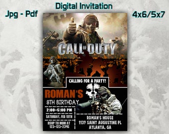Call of Duty Invitations | Etsy