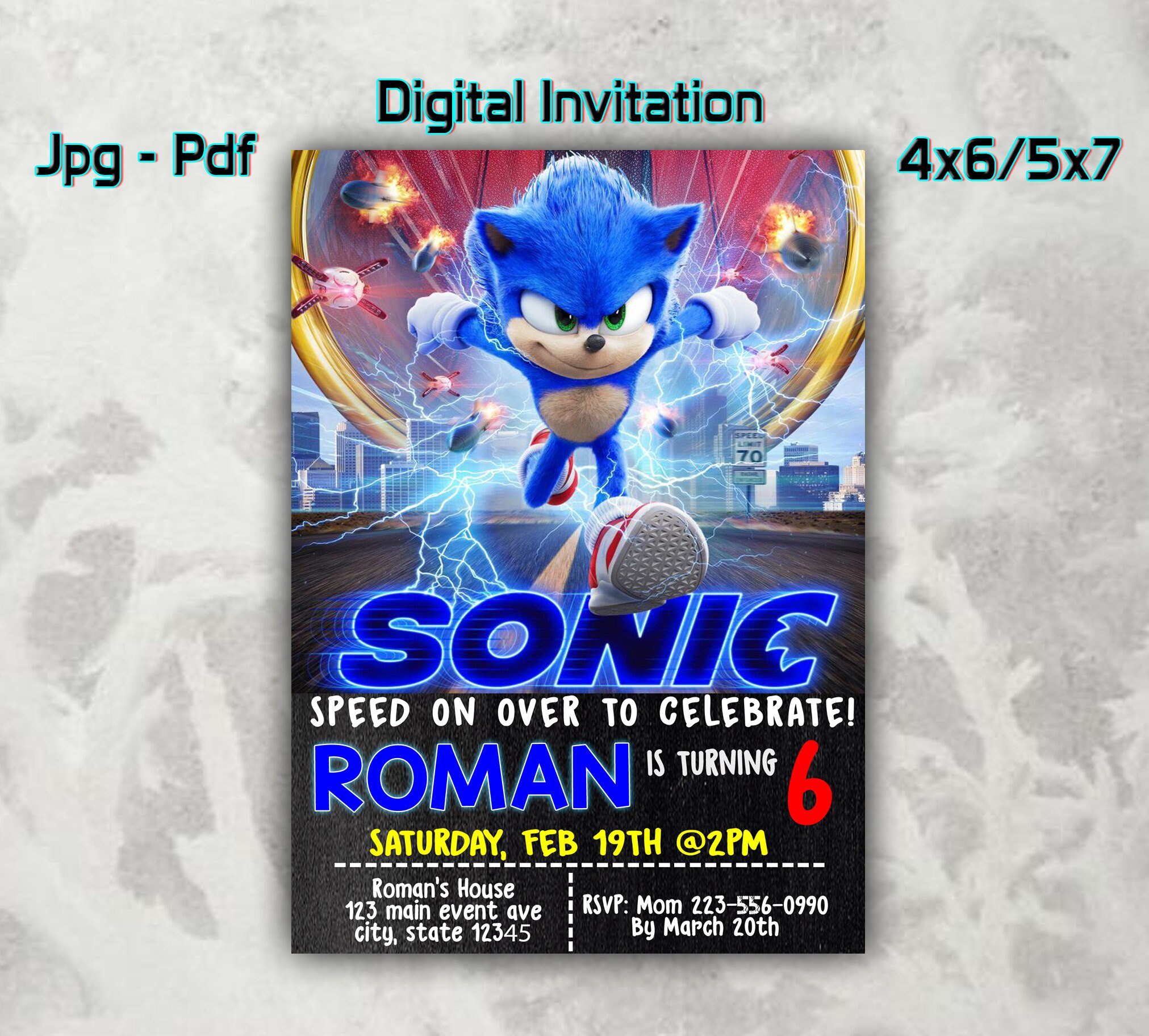 Sonic The Hedgehog Birthday Invitations