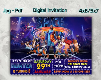 Space Jam Birthday Invitations | Etsy