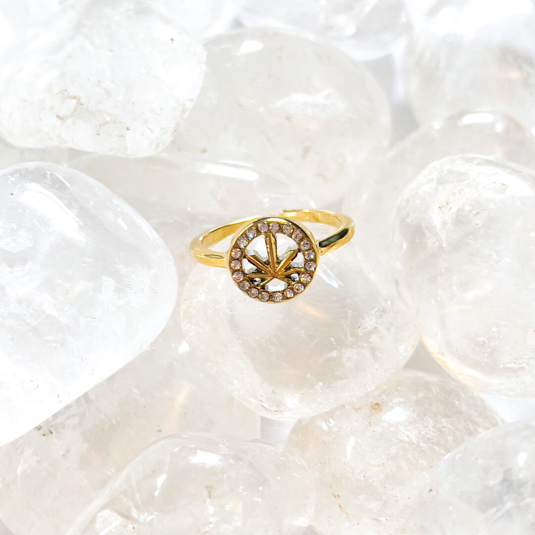 Clear Quartz Ring Cannabis Jewelry Mary Jane Ring Dainty Ring - Etsy