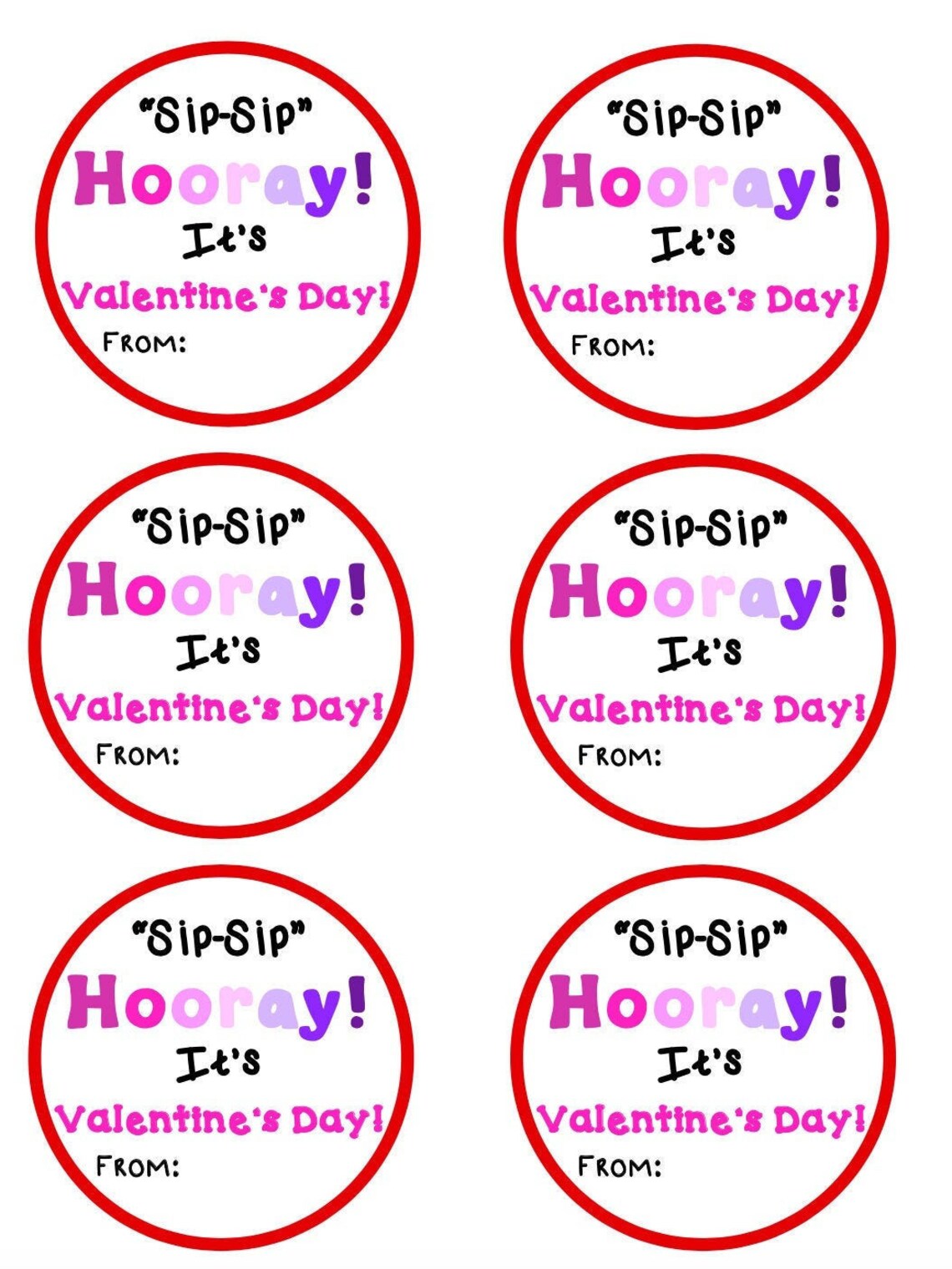 Valentine's Day Printable for Drinks Sip Sip Hooray, It's Valentine's ...