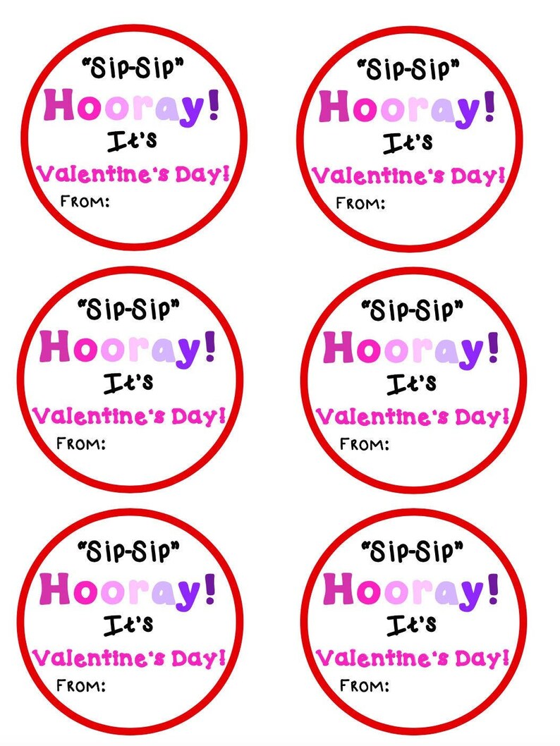 Valentine's Day Printable for Drinks Sip Sip Hooray, It's Valentine's ...