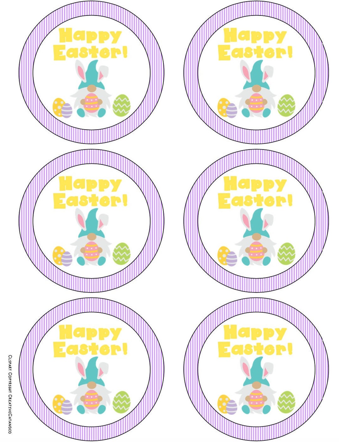 Easter Gift Tag Printable: Bunny Gnome Design (digital Download) - Etsy