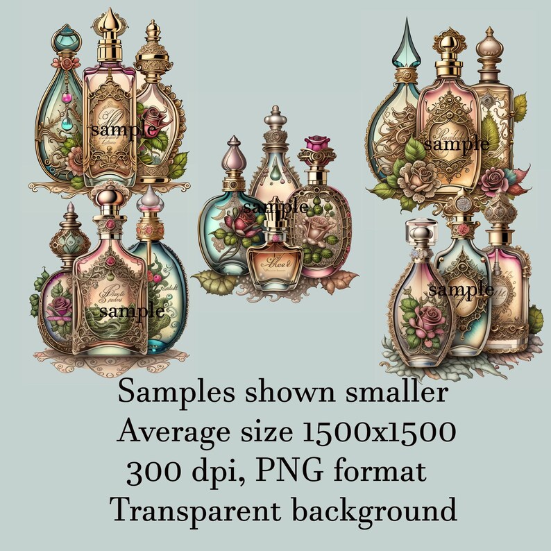 Whimsical Perfume Bottles Clip Art - Etsy