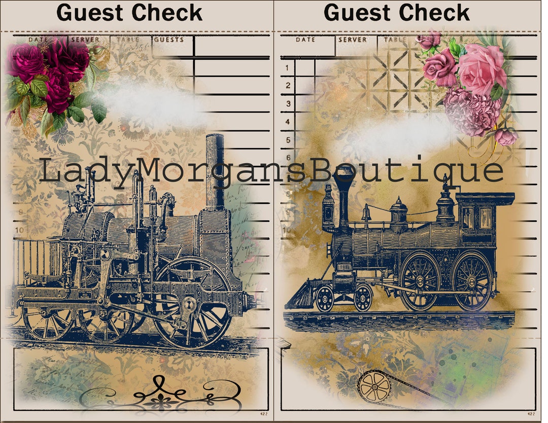 Antique Trains Guest Checks - Etsy