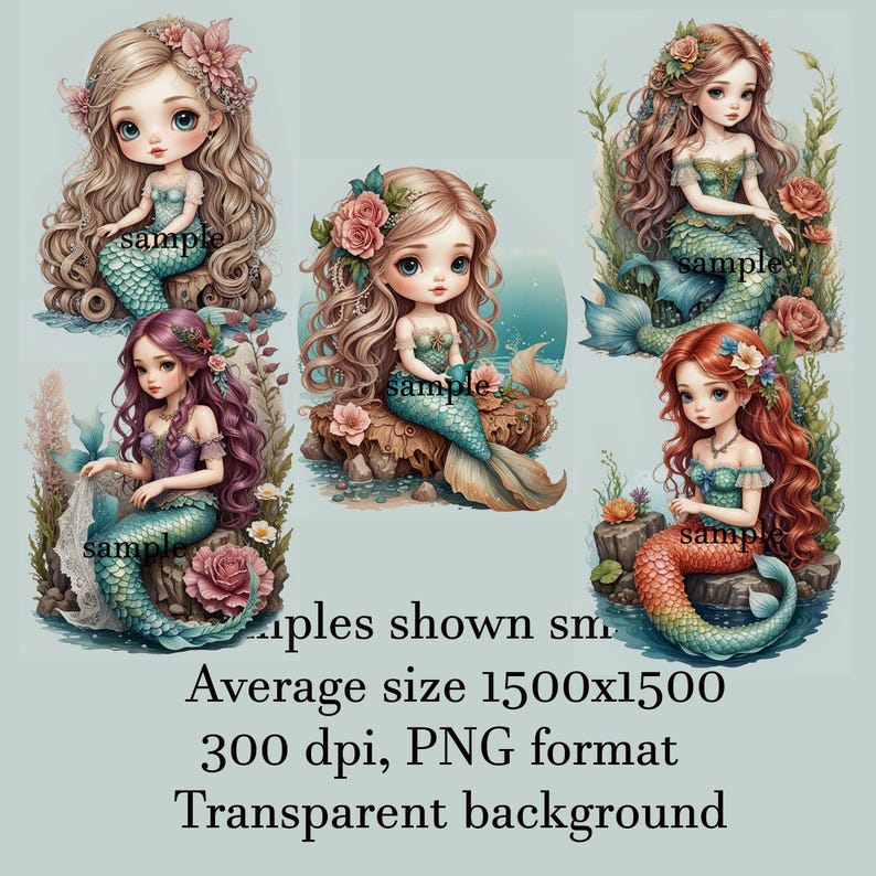 Young Mermaids Clip Art - Etsy
