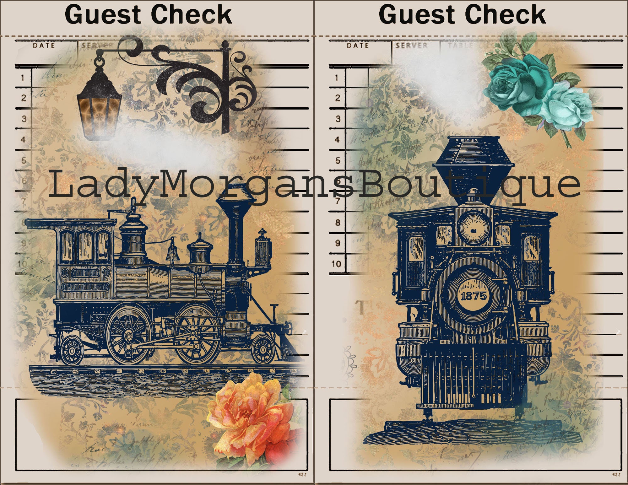 Antique Trains Guest Checks - Etsy