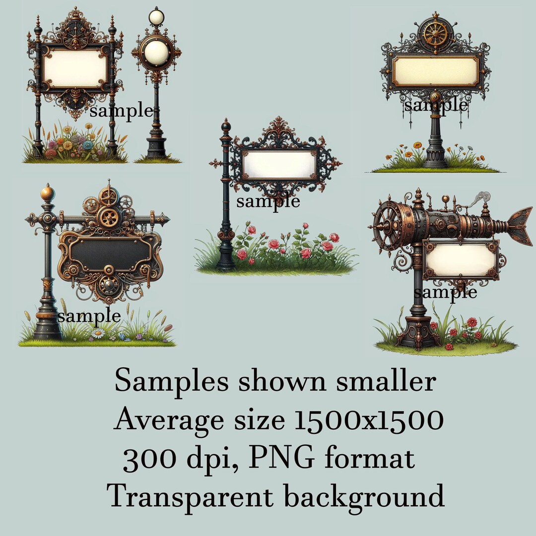 Steampunk Signs Clip Art - Etsy