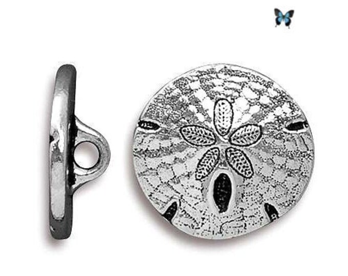 17mm Antiqued Silver Plated Sand Dollar Button, Tierracast Metal Shank ...