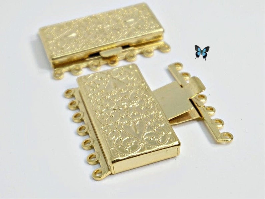7 Strand Gold Plated Brass Box Clasp (1ct), DIY Jewelry Supply - Etsy